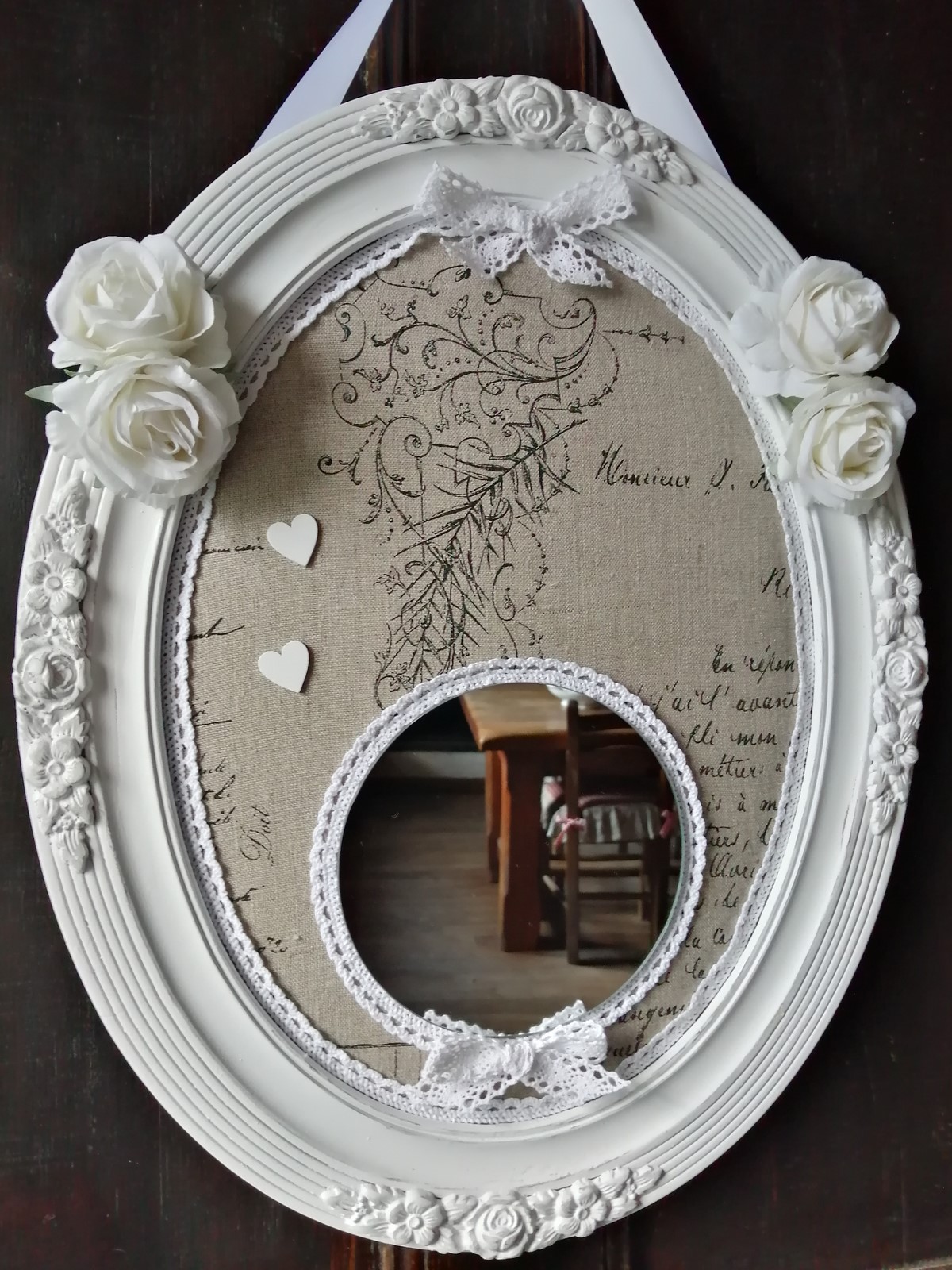 cadre miroir shabby 'Belle Fleuriste'
